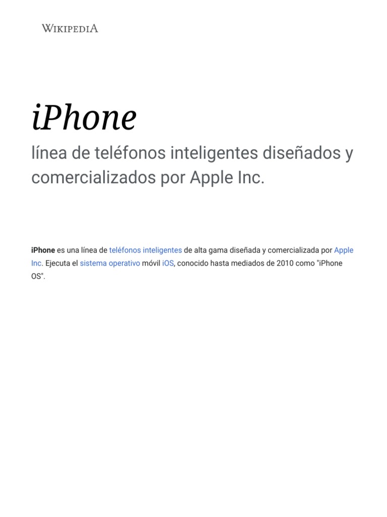 Iphone - Wikipedia, La Enciclopedia Libre | PDF | Yo telefono | Apple Inc.