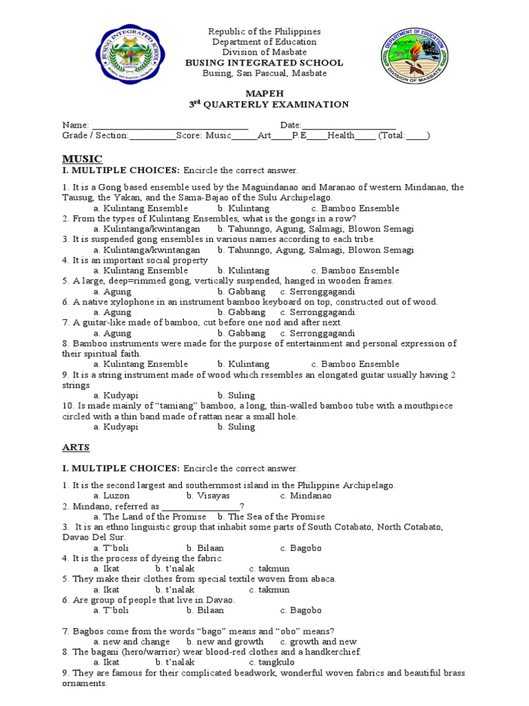 MAPEH 3rd Quarter Exam Guide | PDF | Stress (Biology)