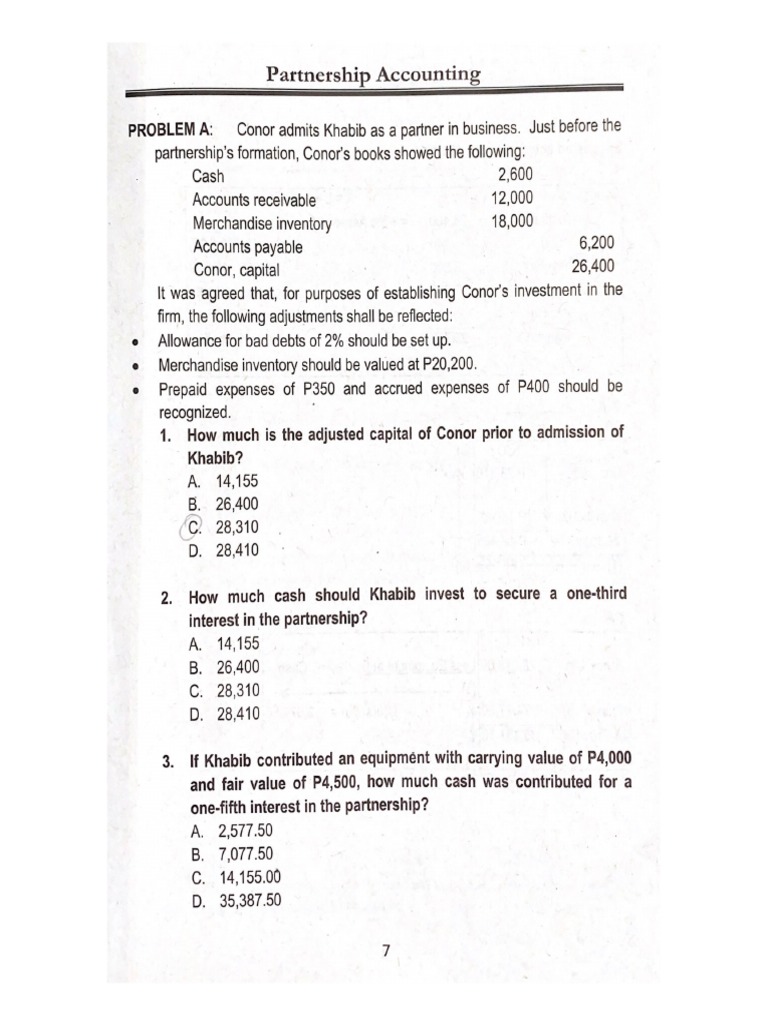 Partnership Formation Sample Problems | PDF