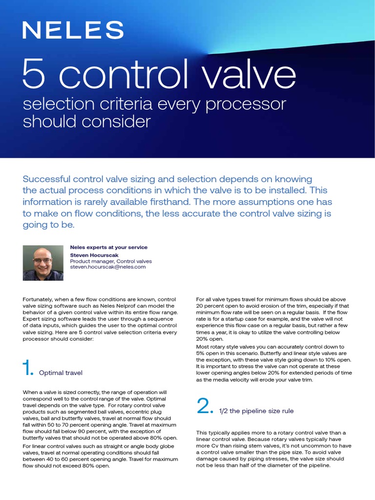 Control Valve Selection Criteria | Download Free PDF | Valve | Liquids