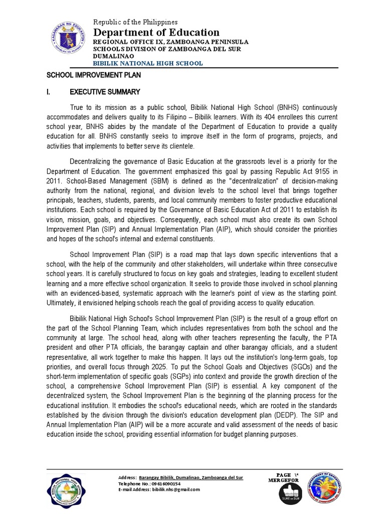 SIP 2023 V2 Bibilik Nhs | PDF | Disability | Learning