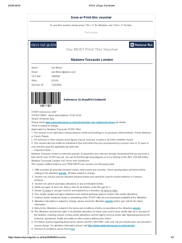 ATOC - Days Out Guide | PDF | Ticket (Admission)