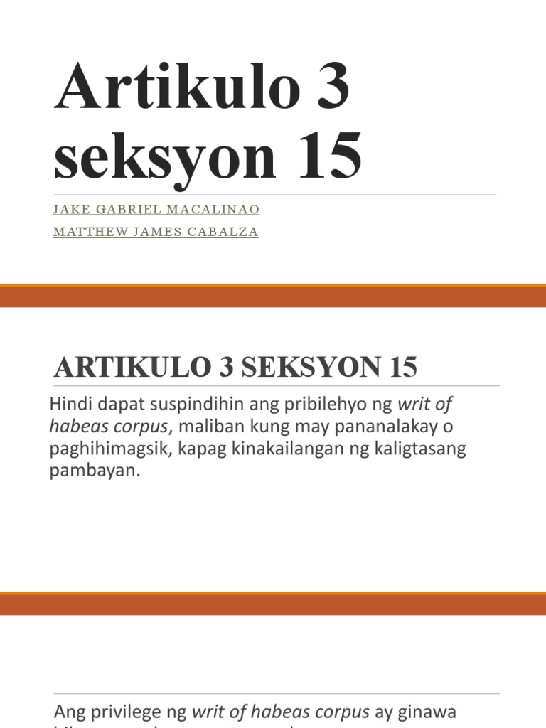 Artikulo 3 Seksyon 15 | PDF