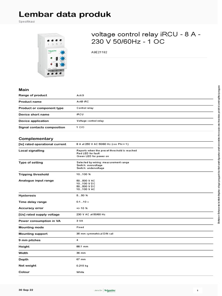 Acti 9 Irt - Irbn - Irli - Irc - A9e21182 | PDF | Relay | Electrical Components
