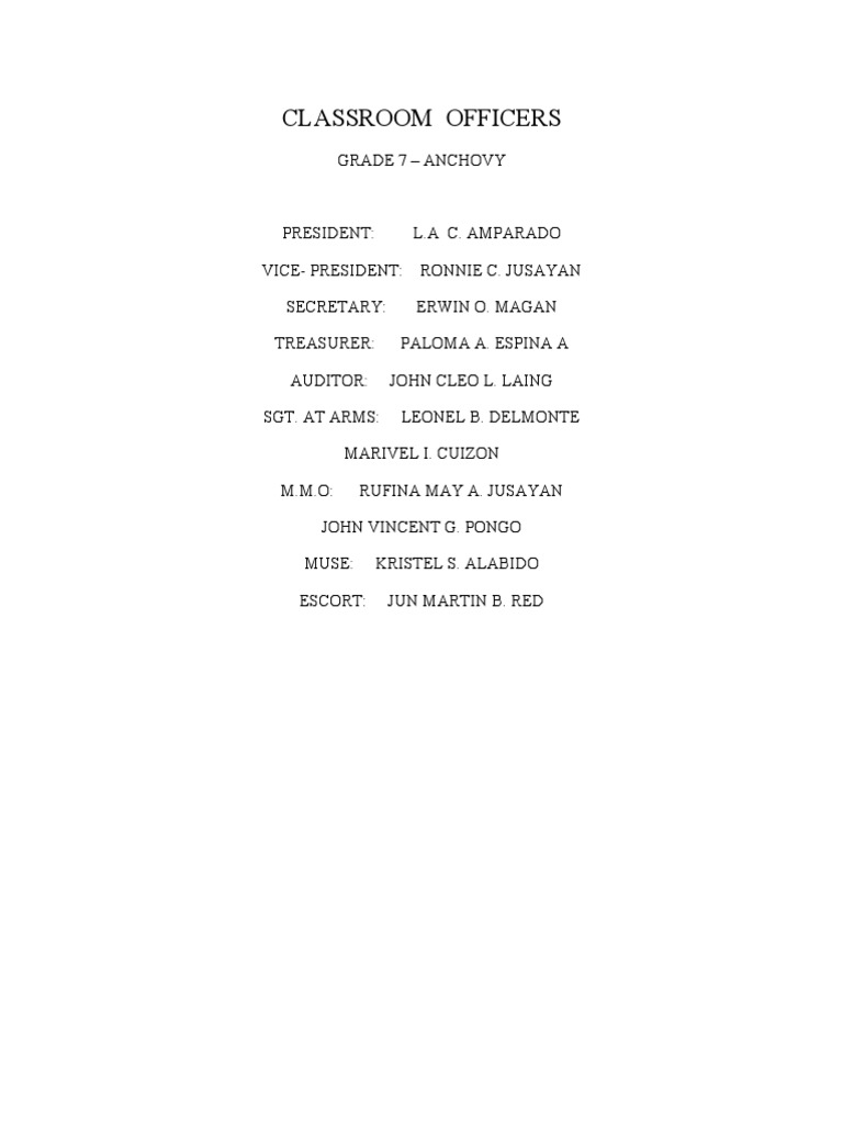 Class Officers | PDF