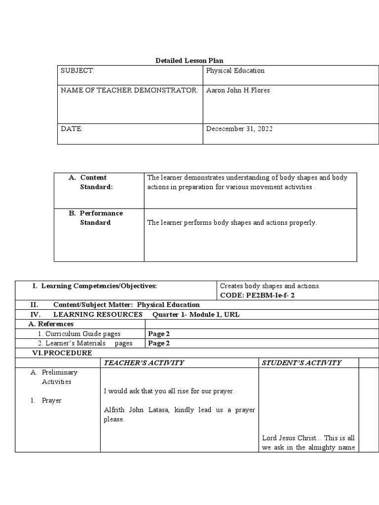 Detailed Lesson Plan 3 | PDF | Teachers