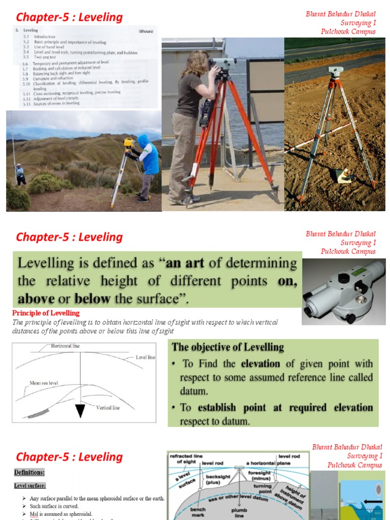Leveling Techniques and Calculations | PDF | Surveying | Earth Sciences