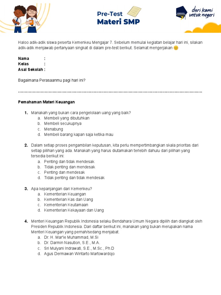 Print Pre-Test SMP | PDF