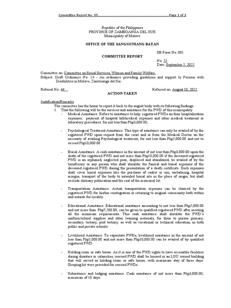 55 - Draft Ordinance No. 14 - Support To PWD | PDF