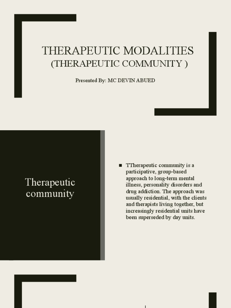 Therapeutic Community Overview | PDF | Rehabilitation (Penology ...