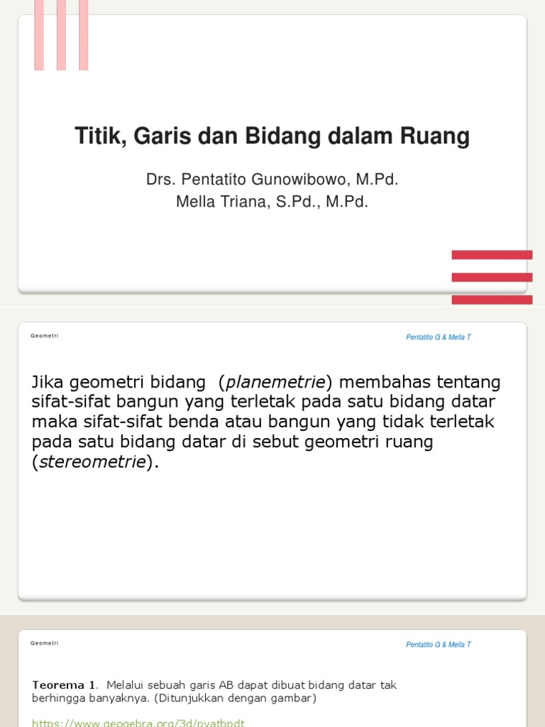 Titik, Garis, Dan Bidang Dalam Ruang - Part 1 | PDF