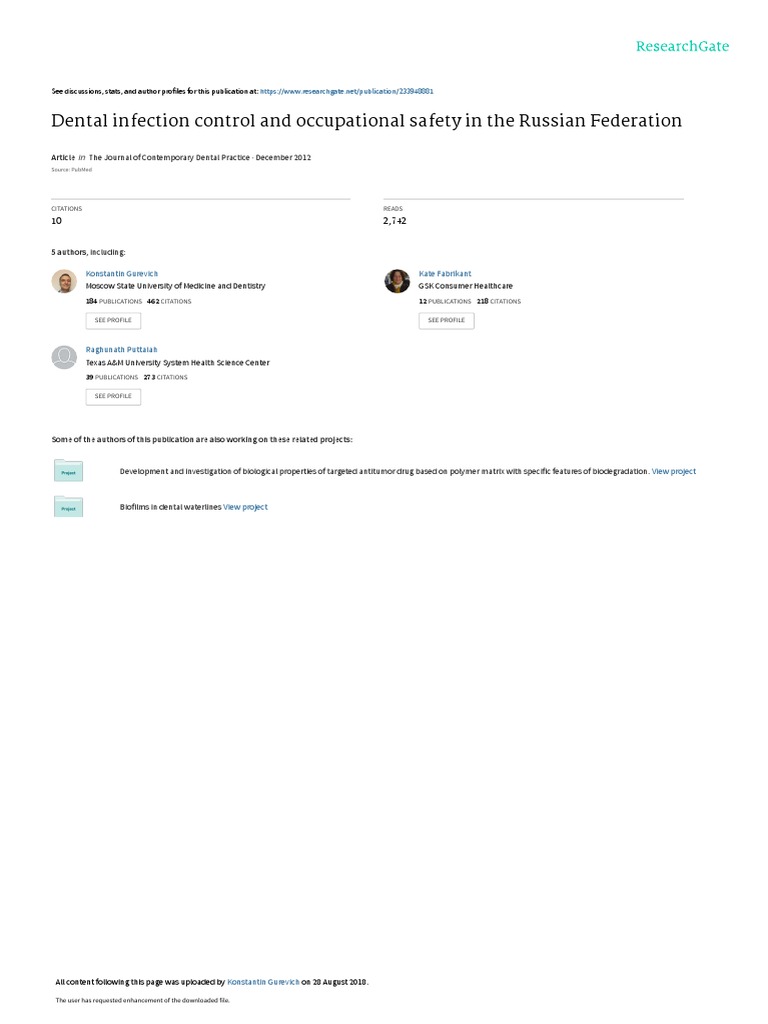 Dental Infection Control and Occupational Safety I | PDF | Dentistry ...