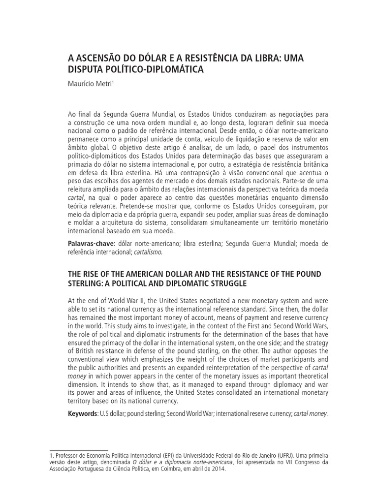 a-ascens-o-do-dolar-e-a-resist-ncia-da-libra-pdf-moeda-economia