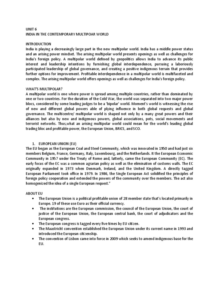 Unit 6 | PDF | European Union | Bric