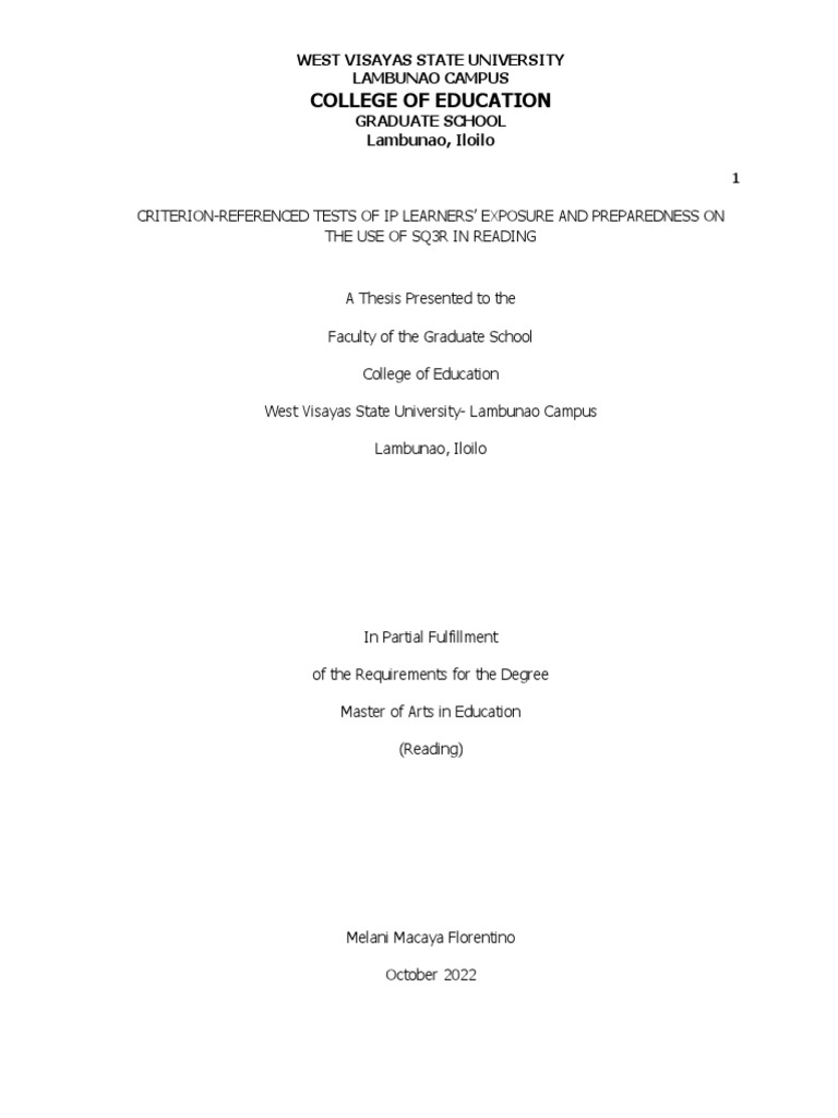 Criterion Referenced Tested of Ip Learners Exposure and Preparedness On ...