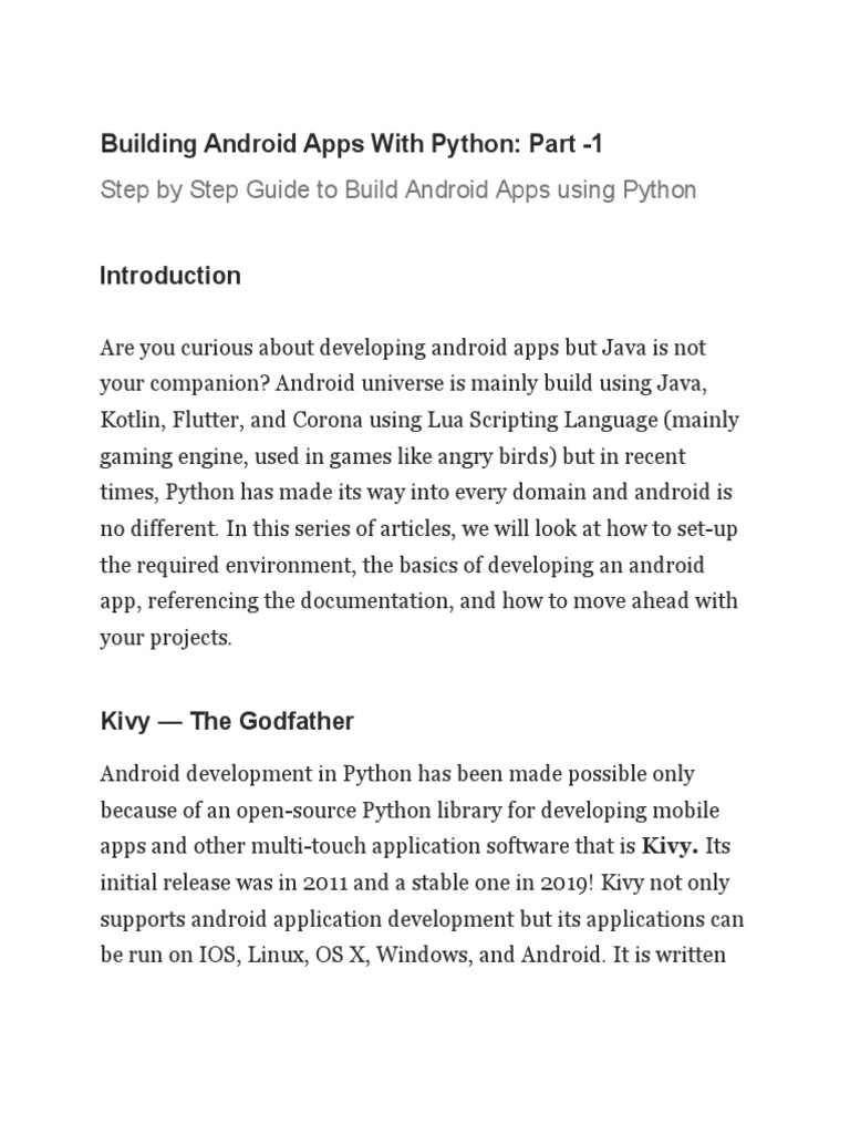 Building Android Apps With Python - Part - 1 | PDF | Android (Operating ...