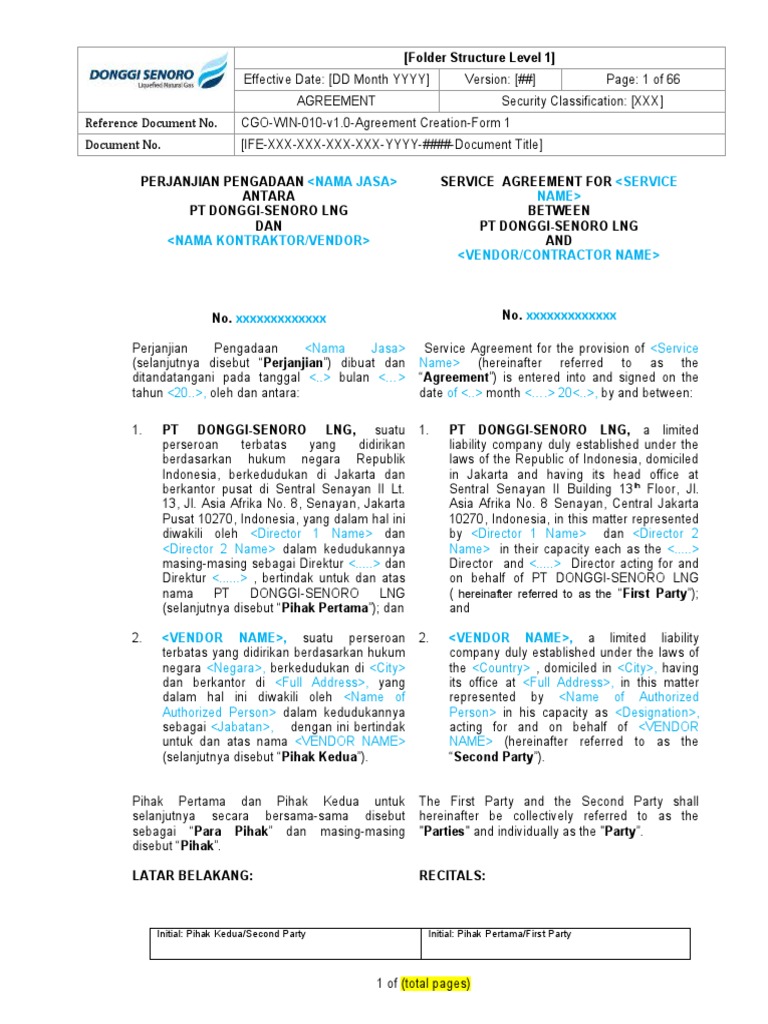 DSLNG - CDMS - ST - Template - Standard Agreement Draft For SERVICE V 2 Jan2017 Clean | PDF