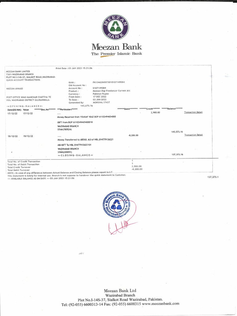 KH Store Bank Statement | PDF