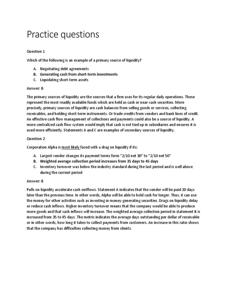37 - Practice Questions (Corporate Finance-Working Capital Managament ...