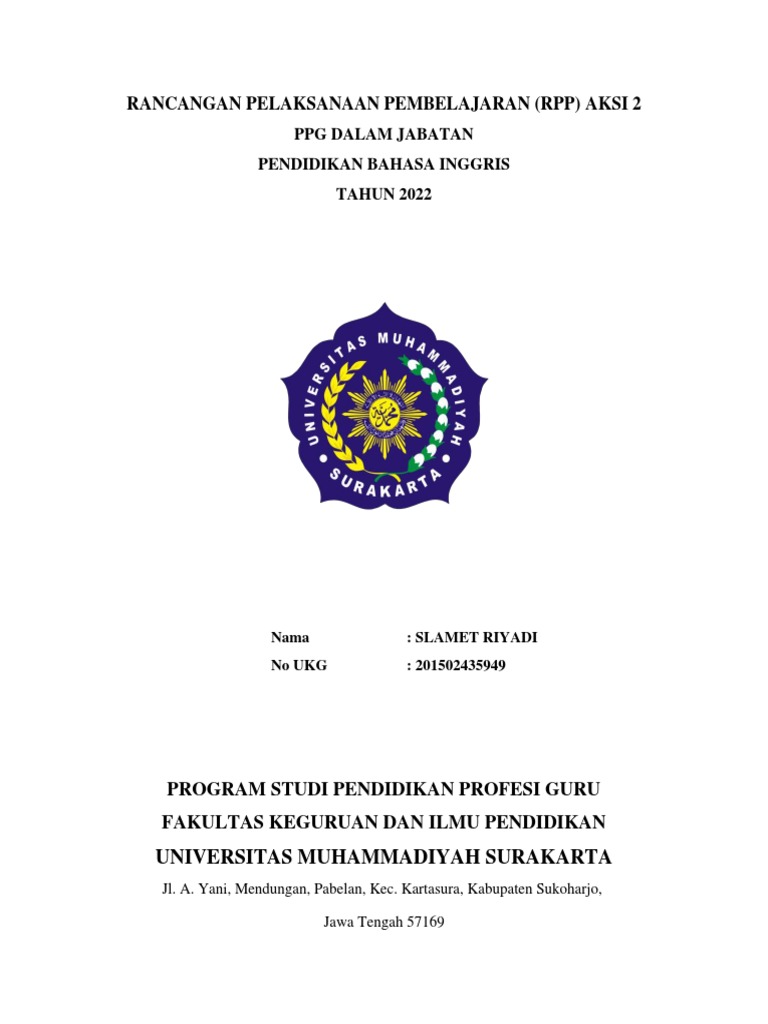 RPP Uji Komprehensif Slamet Riyadi | PDF | Kesehatan Holistik