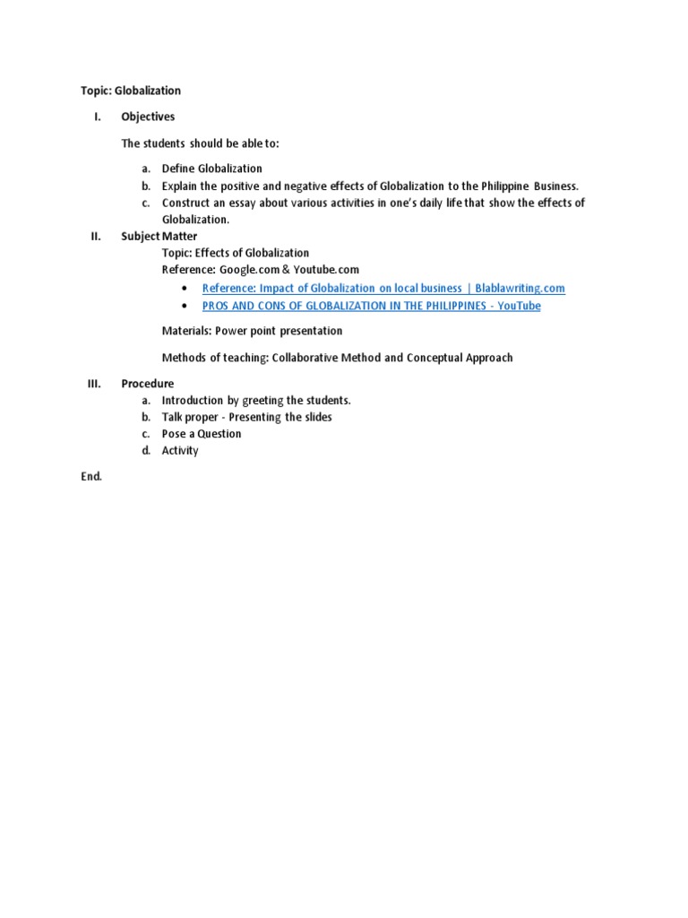 Lesson Plan - Globalization | PDF | Art