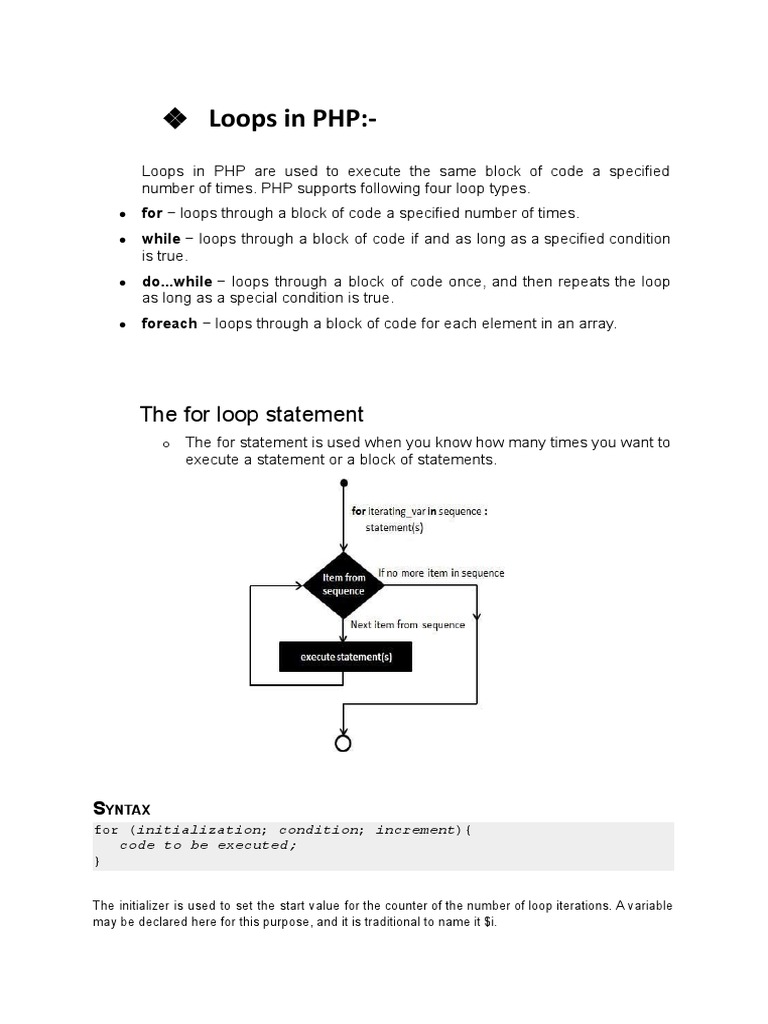 Loops In Php Pdf Control Flow Computer Programming 0265
