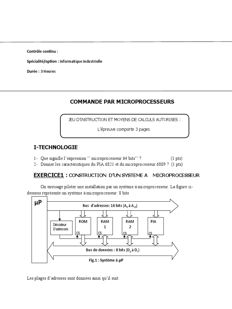 Contrôle Continu | PDF | Mémoire vive | Architecture (Informatique)