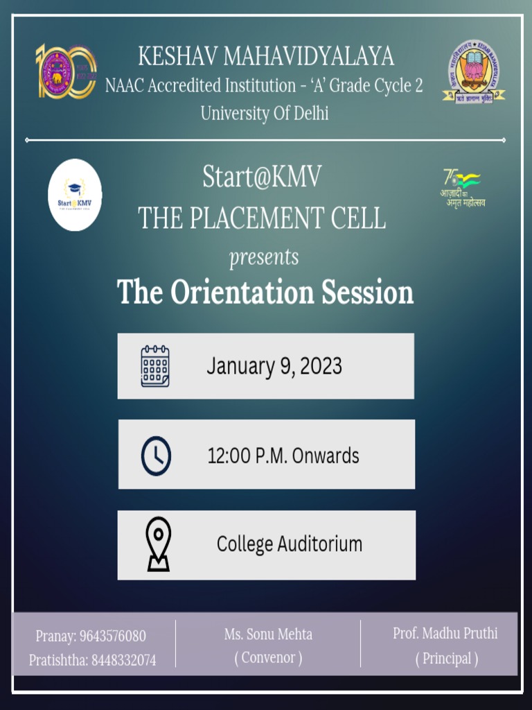 Placement Cell - Orientation Poster For Freshers | PDF