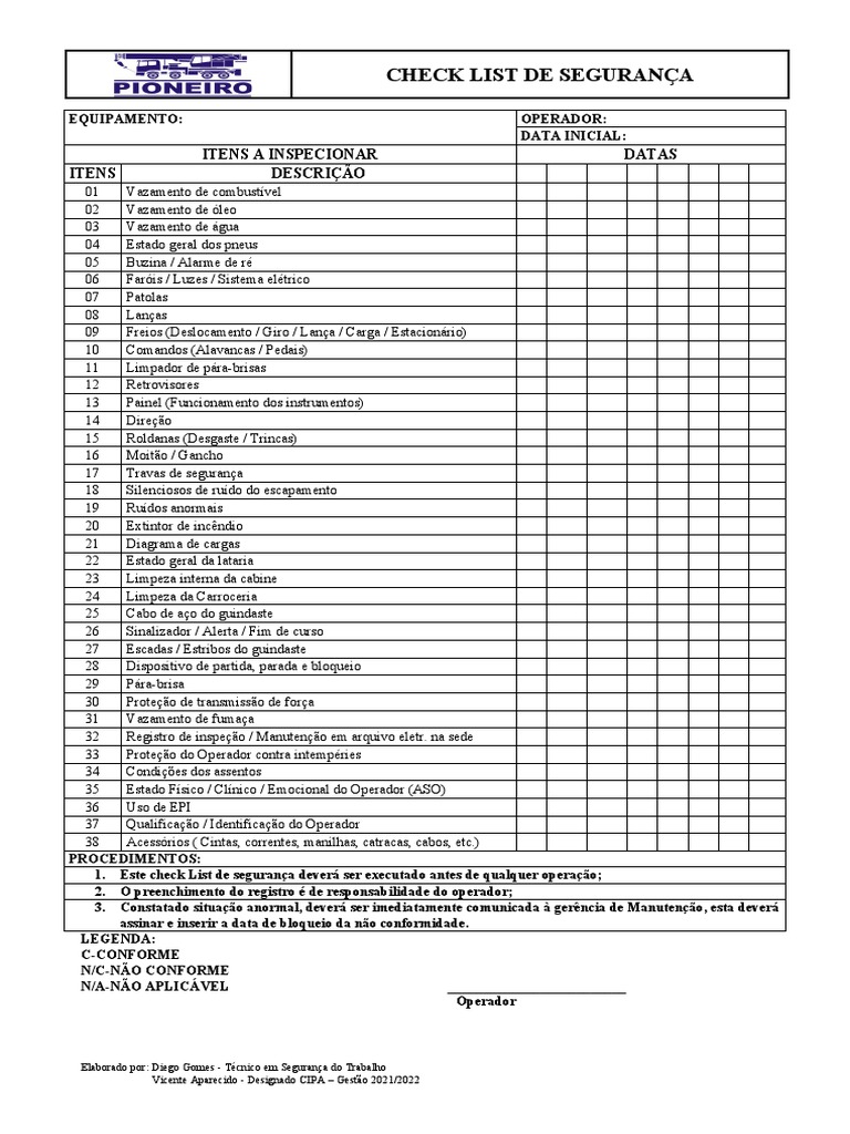 Check List de Segurança de Veículos | PDF