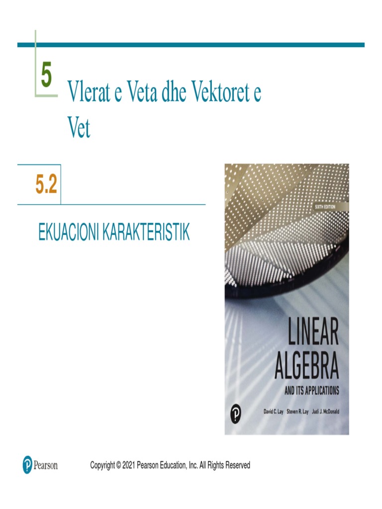Vlerat e Veta Dhe Vektoret e Vet: Ekuacioni Karakteristik | PDF