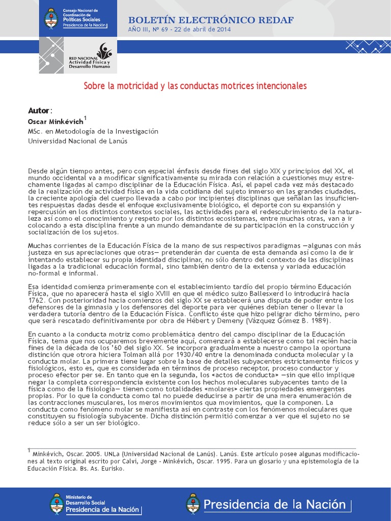 Motricidad y Conductas Intencionales Minkevich | PDF | Comportamiento | Músculo esquelético