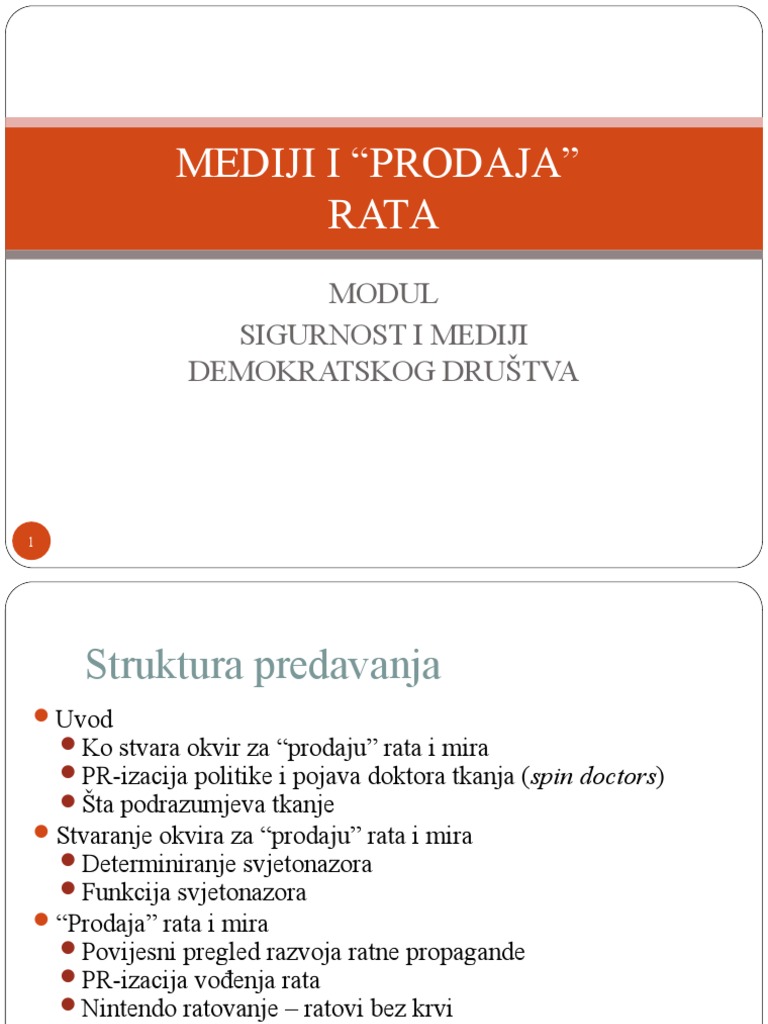 Mediji I Prodaja Rata I Mira | PDF