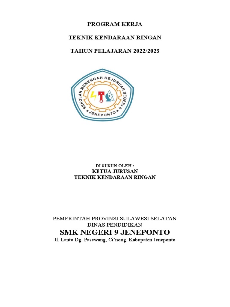 Program Kerja Ketua Jurusan TKR SMKN 9 Jeneponto | PDF | Bisnis