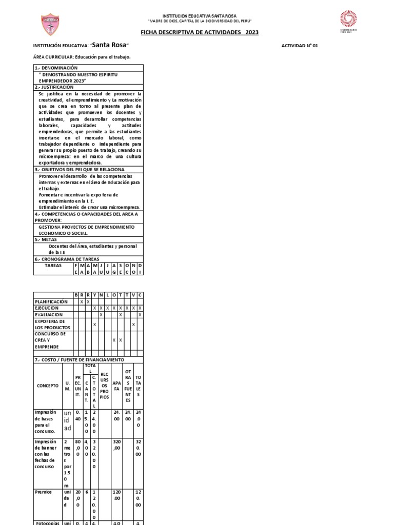 Plan de Trabajo de Ept 2023 | PDF | Iniciativa empresarial | Liderazgo