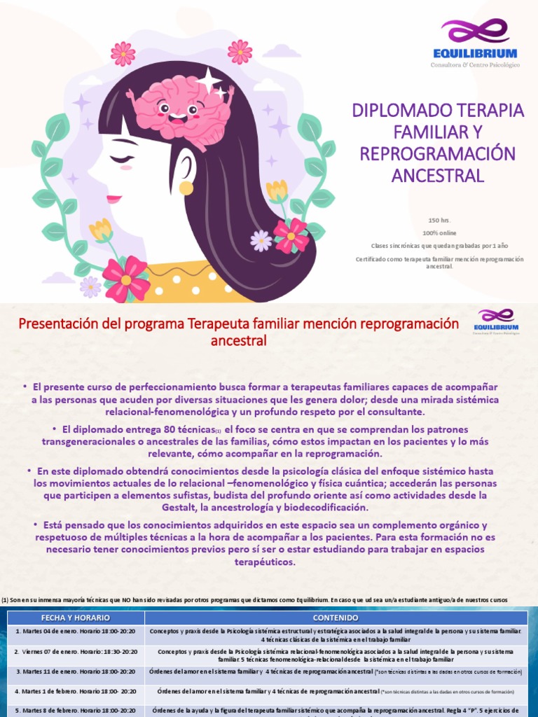 Programa Terapia Familiar y Reprogramación Ancestral | PDF | Psicoterapia | Sicología