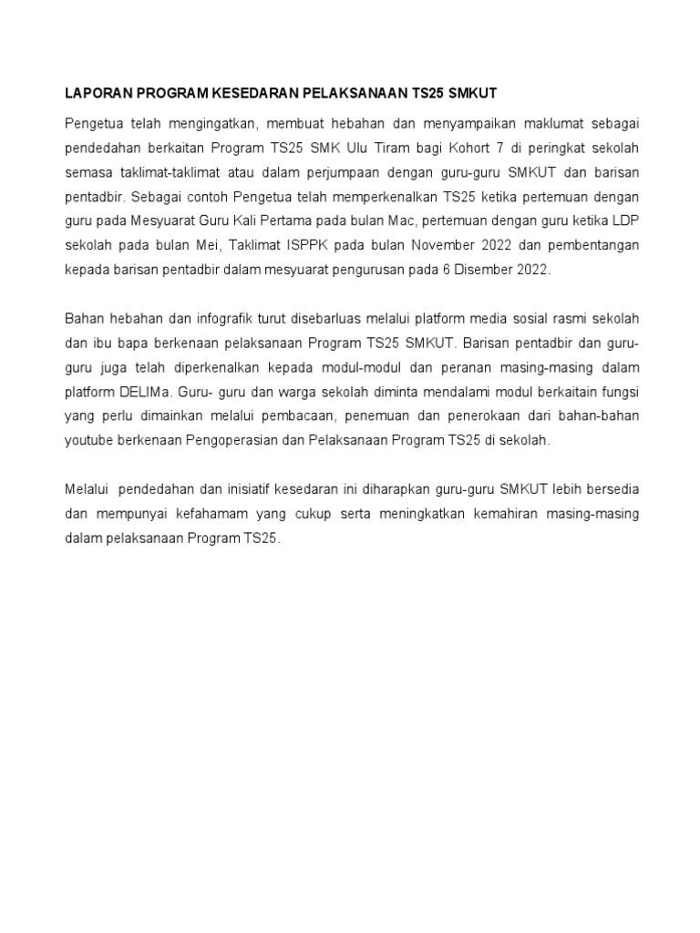 Laporan Kerangka 1.2 TS25 | PDF