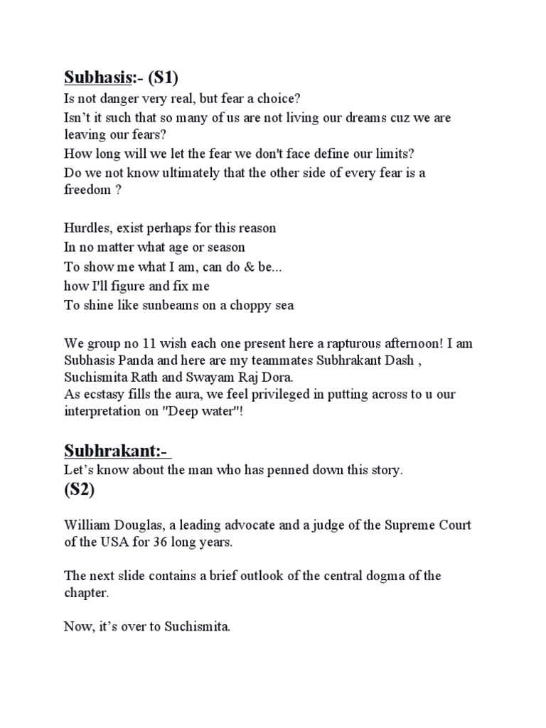 G-11 Deep Water Script (Final) | PDF