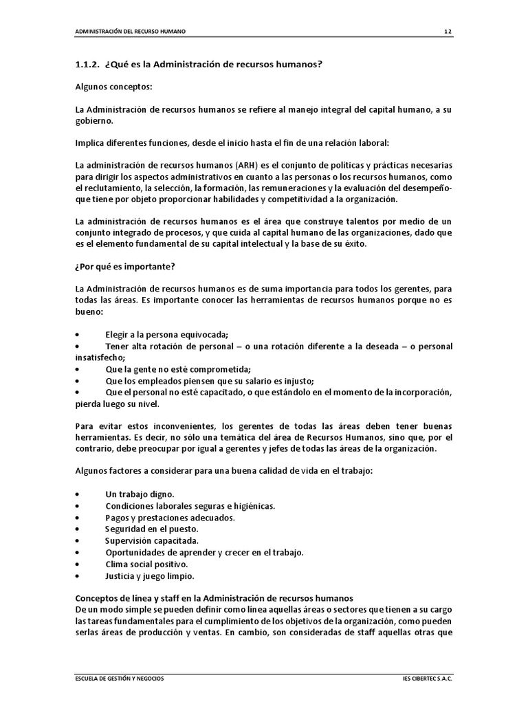 Qué Es La Administración de Recursos Humanos RRHH | Descargar gratis PDF | Gestión de recursos ...