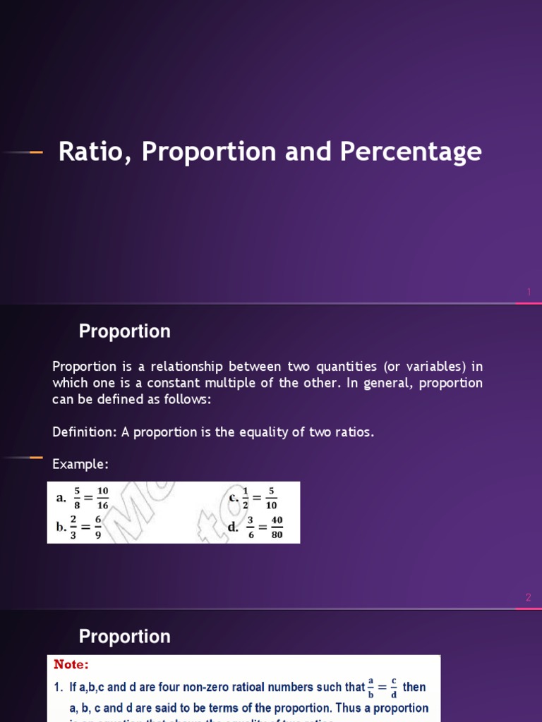 Ratio Proportion and Percentage - Lesson - 2 | PDF