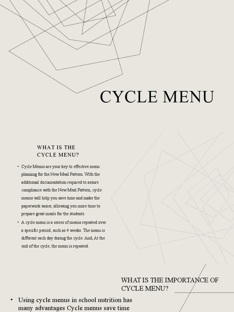 Cycle Menu PPT (Grade 12) | Download Free PDF | Menu | Foods
