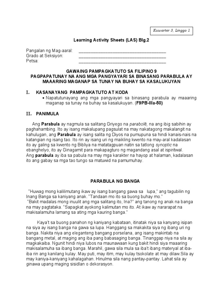 (MELC 1) LAS-3rd-quarter | PDF