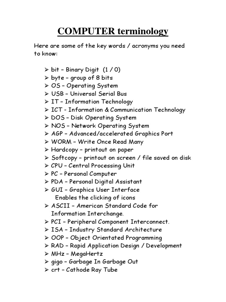 Notes On Acronyms | PDF | Computer Network | Computer Data Storage