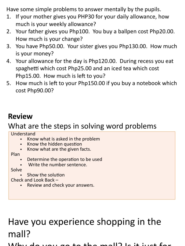 Math 5 Solving Routine and Non Routine Problem Involving Addtion and Subtraction of Decimals ...
