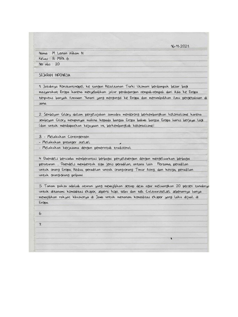 M Lerian Afham N Xi Mipa 6 Uh Sej Indo | PDF