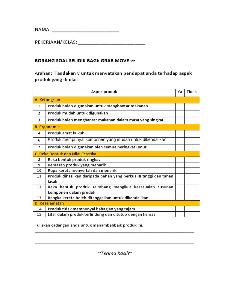 Borang Soal Selidik. | PDF