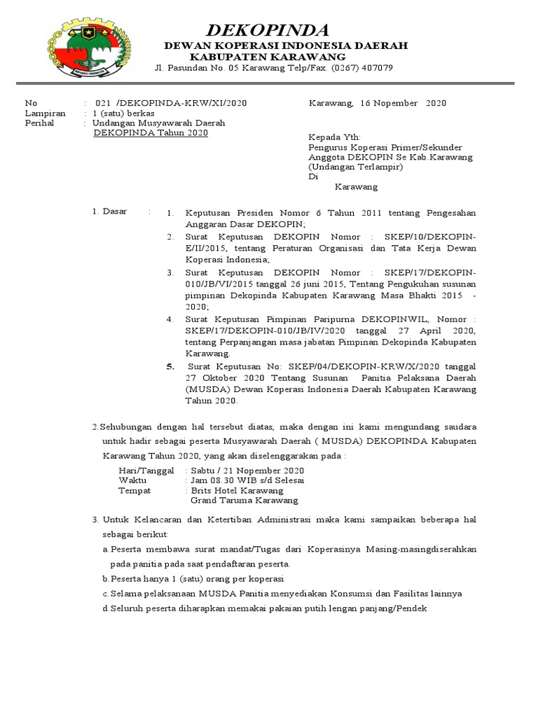 021 Undangan MUSDA 2020 | PDF