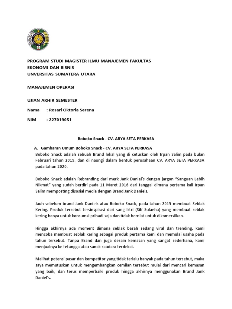 UAS MO Rosari Serena - NIM 227019051 | PDF