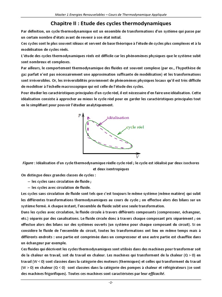 Étude des cycles thermodynamiques | PDF | Chaleur | Pompe à chaleur