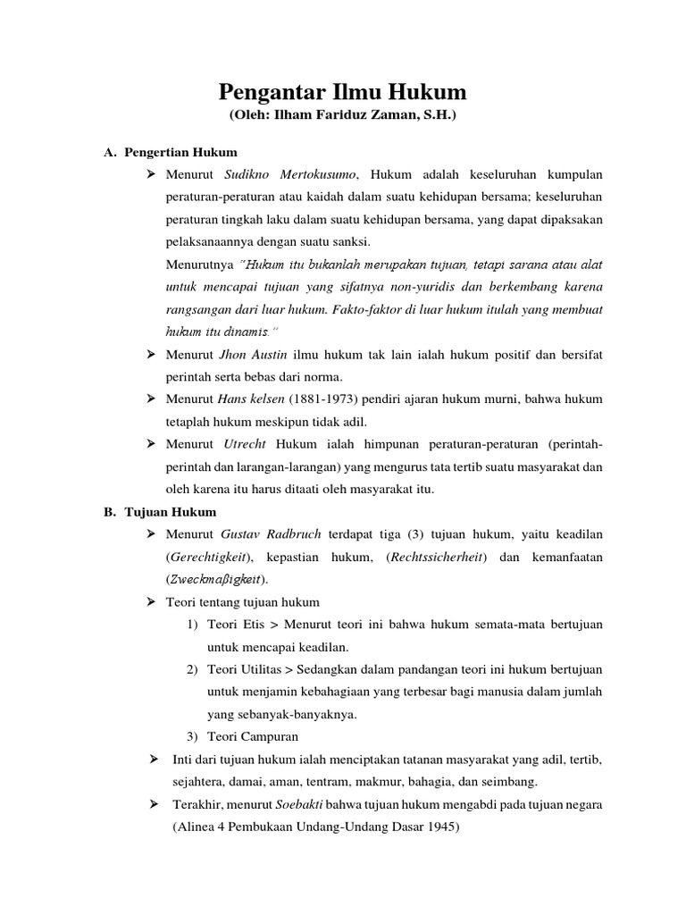 Pengantar Ilmu Hukum - Ilham Fariduz Zaman, S.H. | PDF