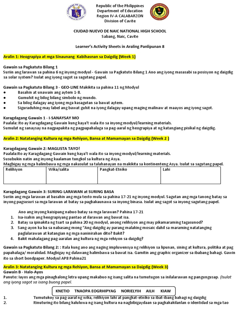 Las Ap8 1ST Quarter | PDF